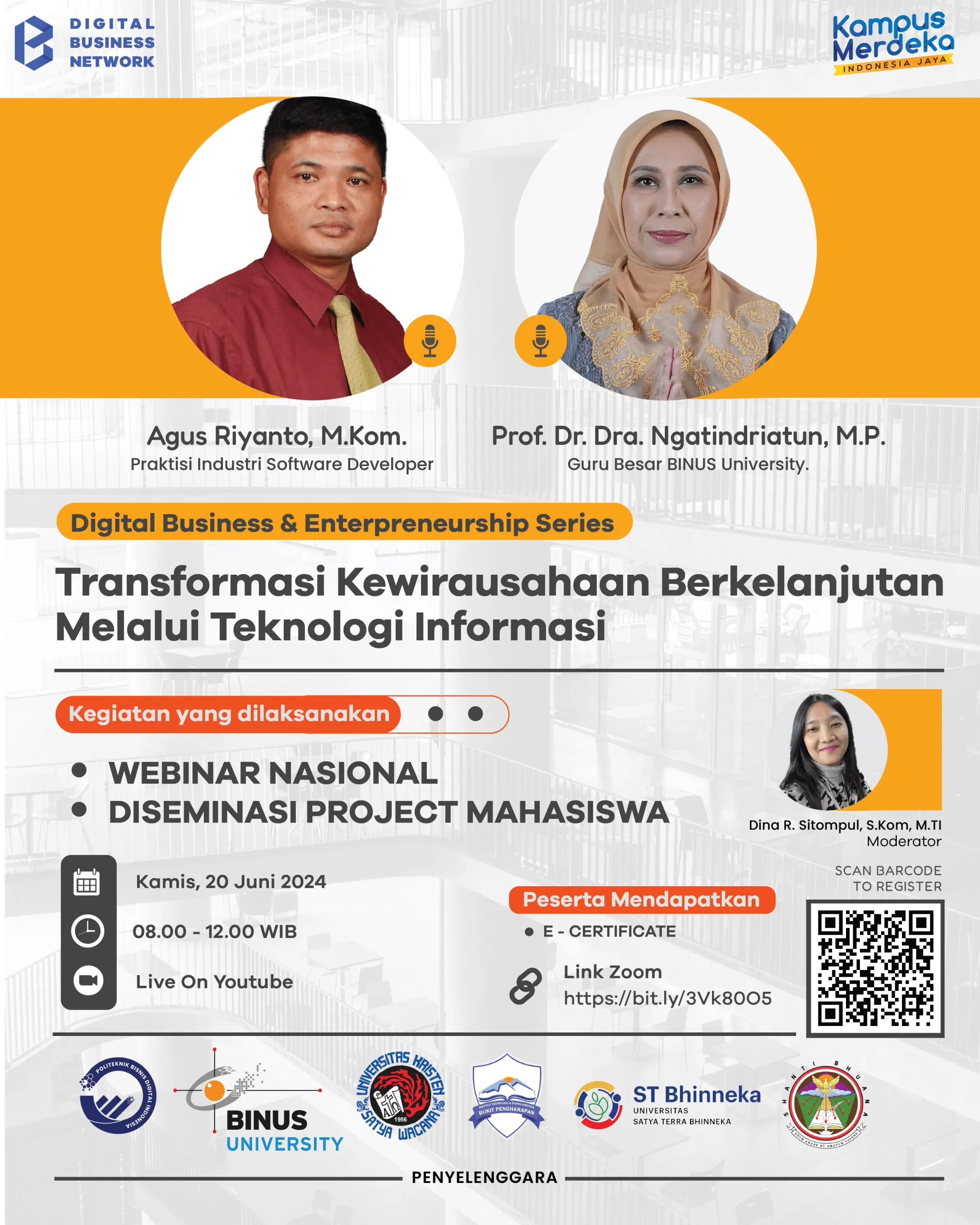 Webinar dan Diseminasi Project Mahasiswa Nasional - Politeknik Bisnis Digital Indonesia